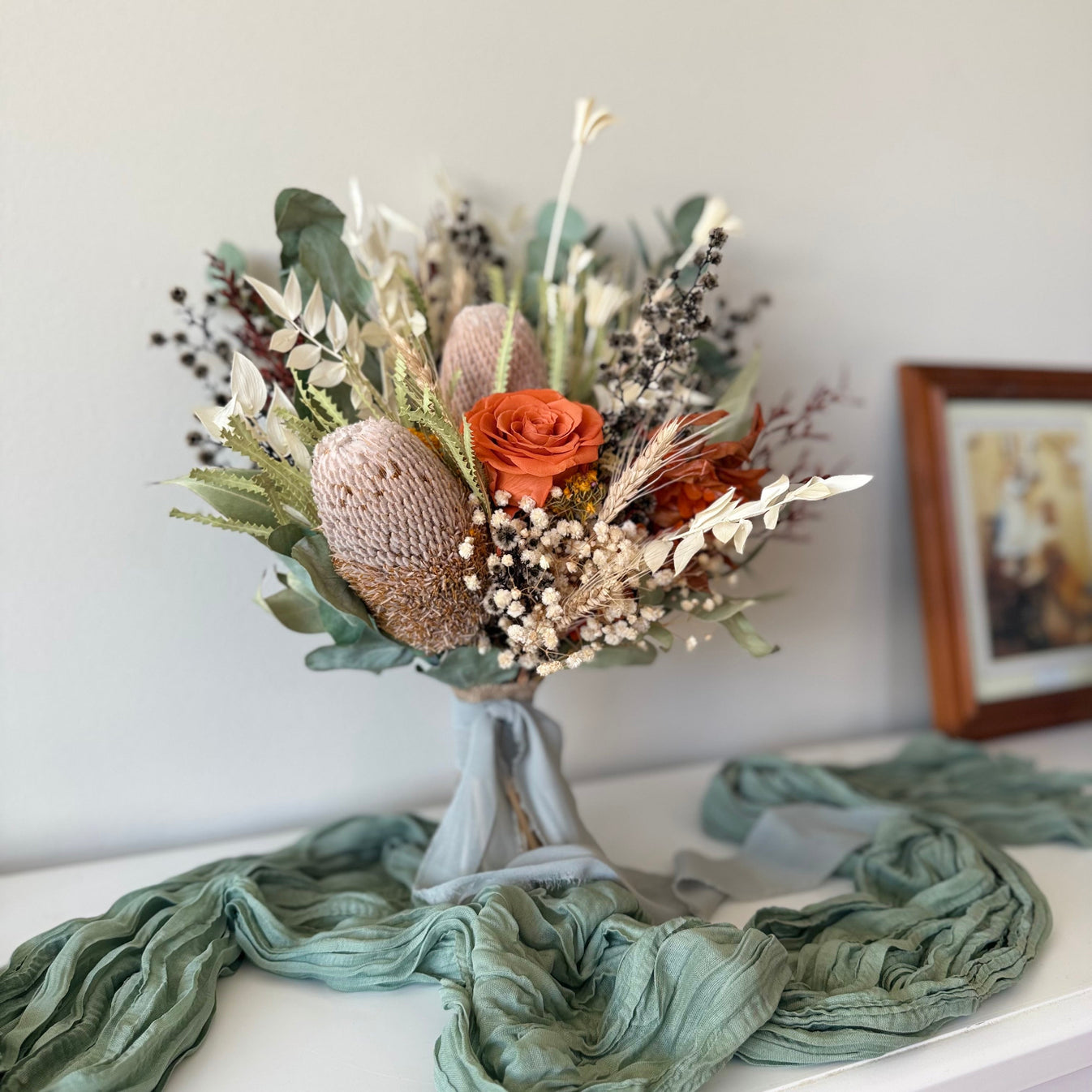 Australian Native Bouquet - Orange & Sage – Dried Floral Bouquet